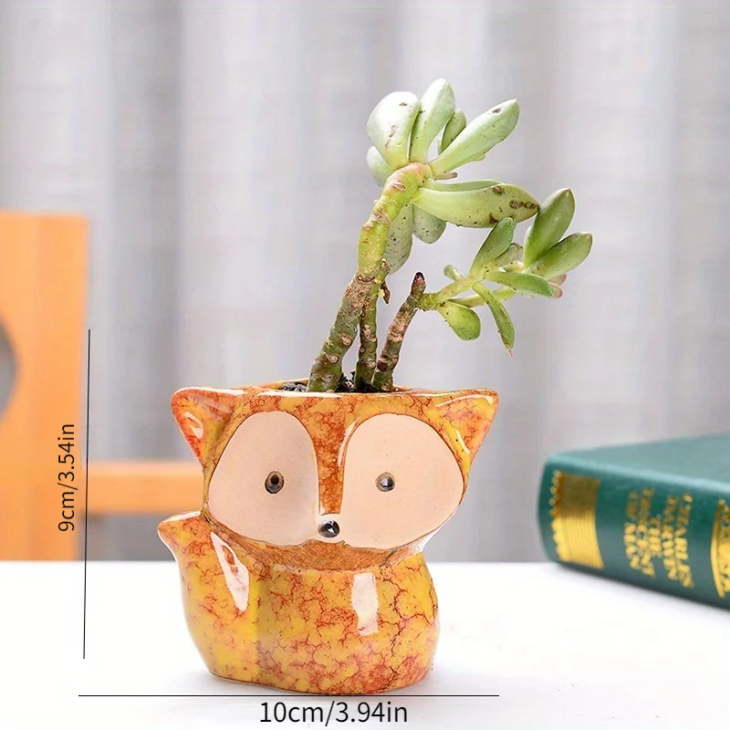 Cartoon cute mini potted ceramic fox plant pots